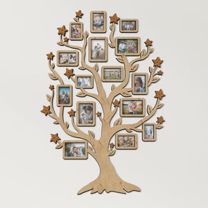 Large Family Tree Picture Frame Collage Wooden Tree Wall Art Star ...