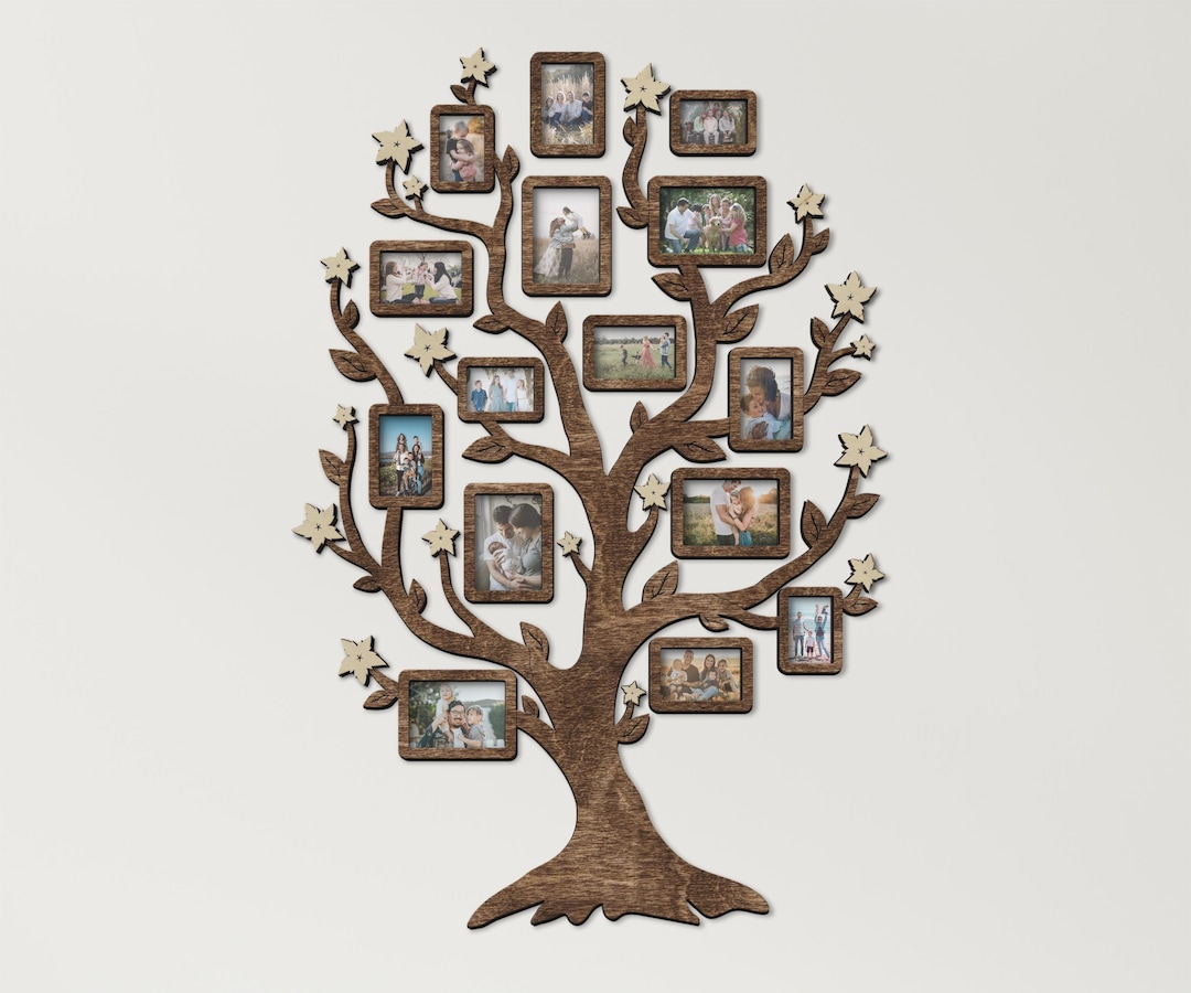 Wooden Family Tree Picture Frame Collage Large Tree Wall Art Star ...
