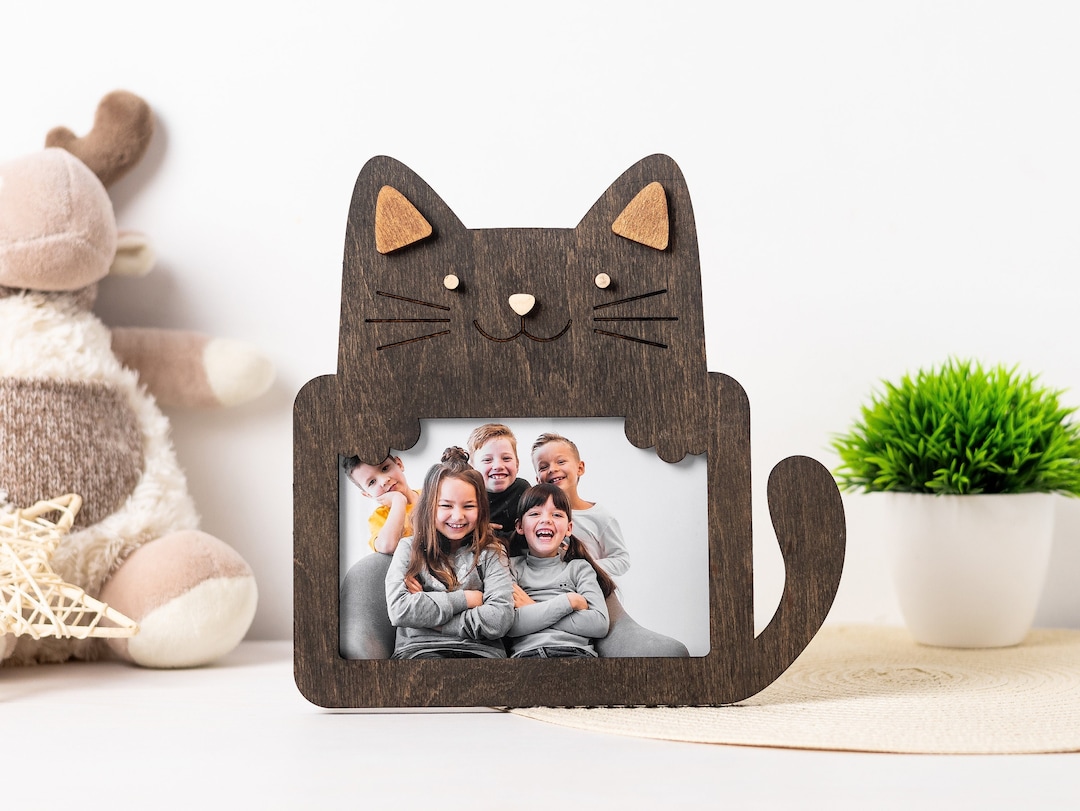 Personalized Cat Photo Frame Custom Color 4x6 Photo Frame Black Cat ...