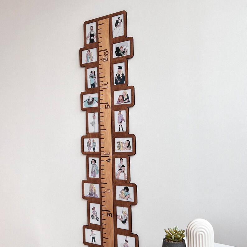 Wood Growth Chart Ruler, Wall Collage Kit, 5x7 Picture Frame, 4x6 ...
