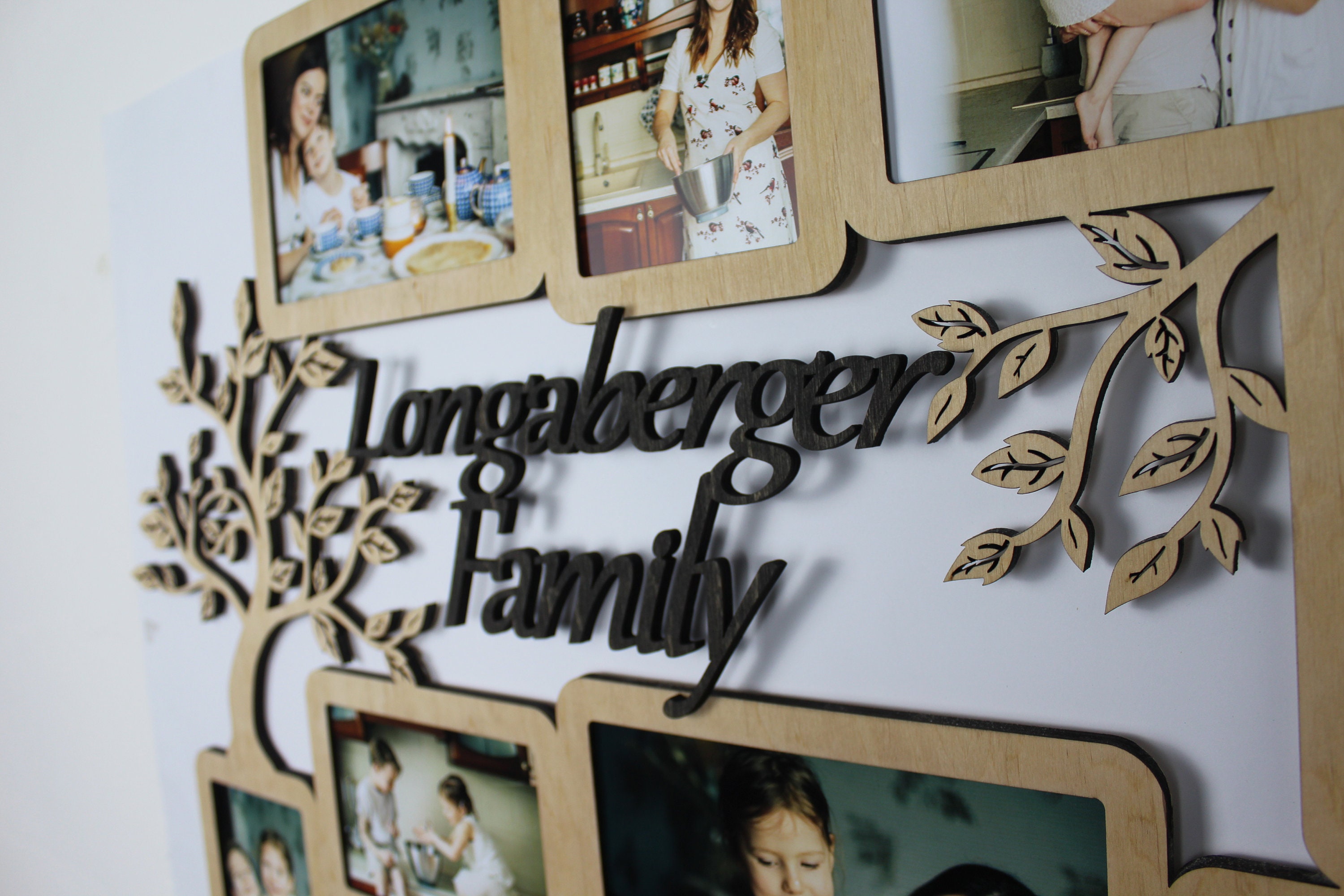 Personalized wooden picture frame tree Natural color Wood | Etsy