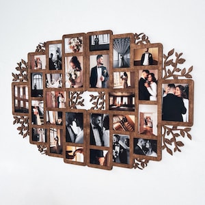 Wooden Picture Frame Collage Unique Split Design 28 Photo Openings ...