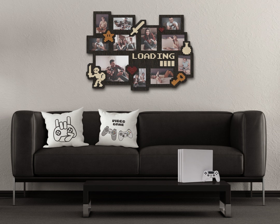 Wooden Pixel Art Photo Frame Collage Gaming Decor Gift for Gamer ...