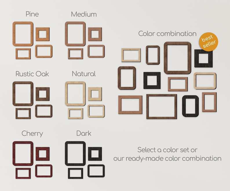 Wooden Wall-mounted 12-piece Photo Frame Set Custom Color Photo Frame ...