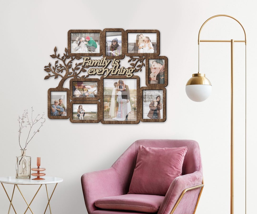 Family Tree Wall Decor Wooden Picture Frame Collage Rustic Wall Photo ...