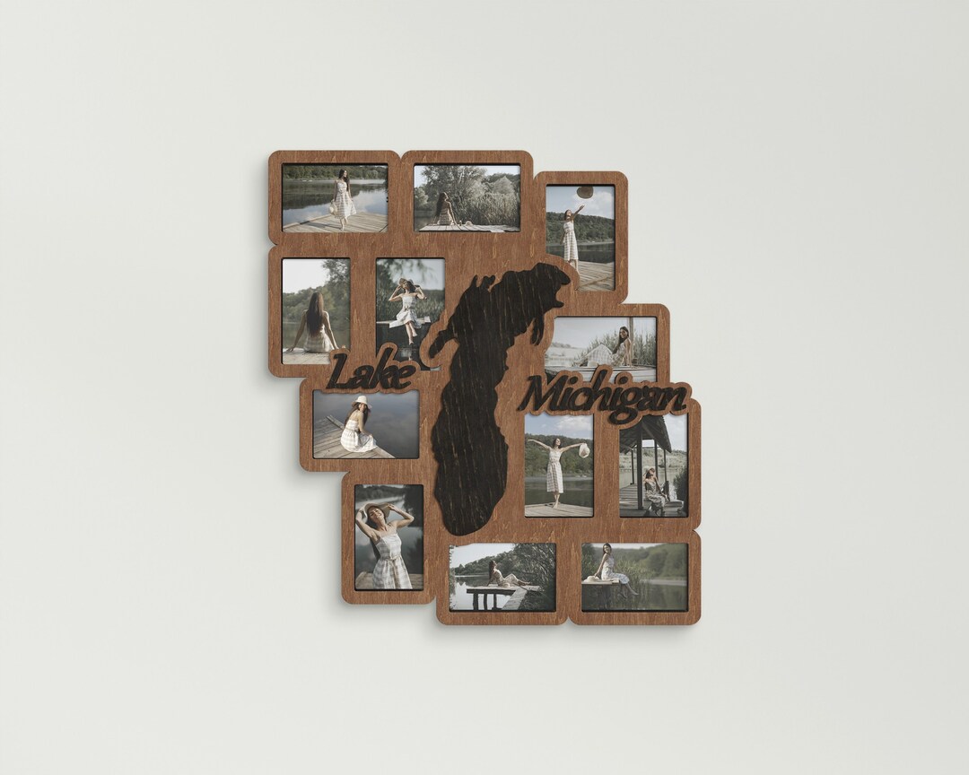 Custom Lake Michigan Sign Map for House Decor Rustic Wooden Picture ...