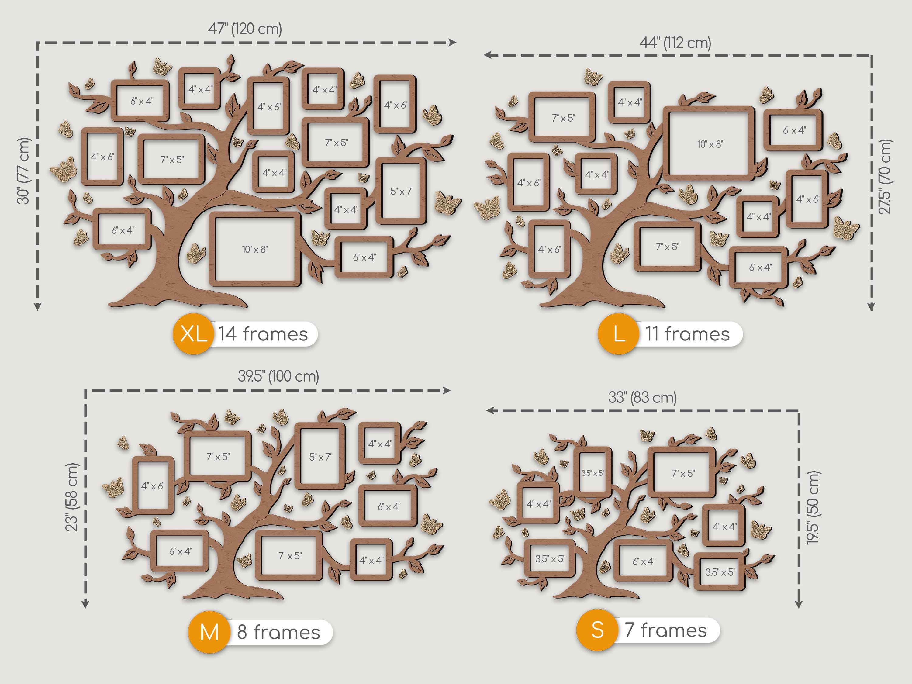 Wooden Family Tree Wall Art Collage Picture Frames for Wall Butterfly ...