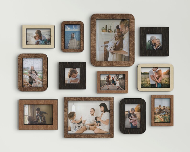 Wooden Wall-mounted 12-piece Photo Frame Set Custom Color - Etsy