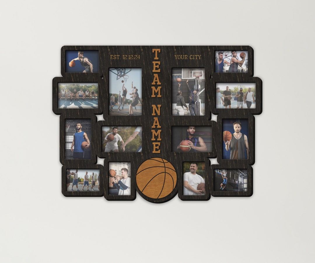 Handcrafted Sports Team Display Custom Basketball Picture Frame Collage ...