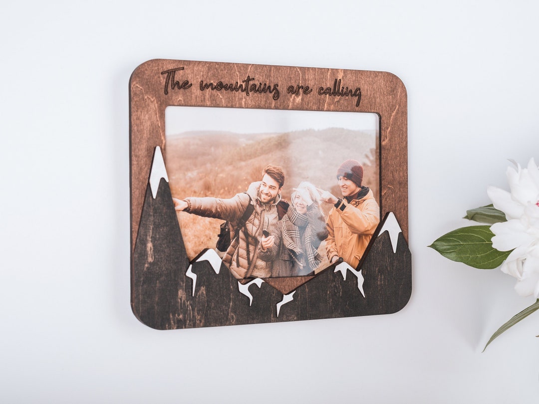 Personalized Landscape Photo Frame Custom Color Mountain Outline ...
