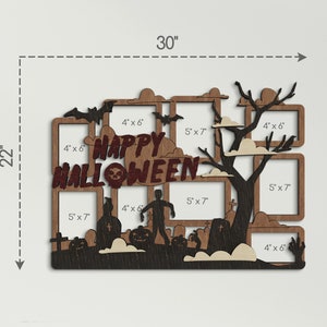 Halloween Photo Frame Collage Custom Color Holiday Wall Decor Happy ...