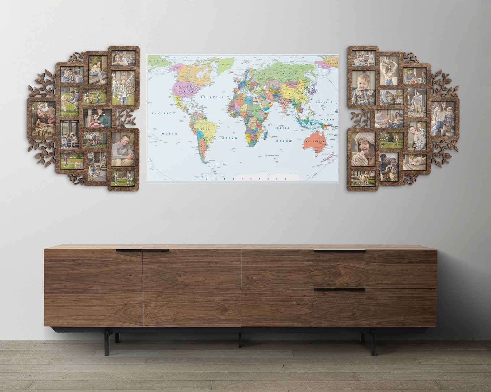 Wall-mounted Photo Frame Collage Split in Two Family Wall - Etsy