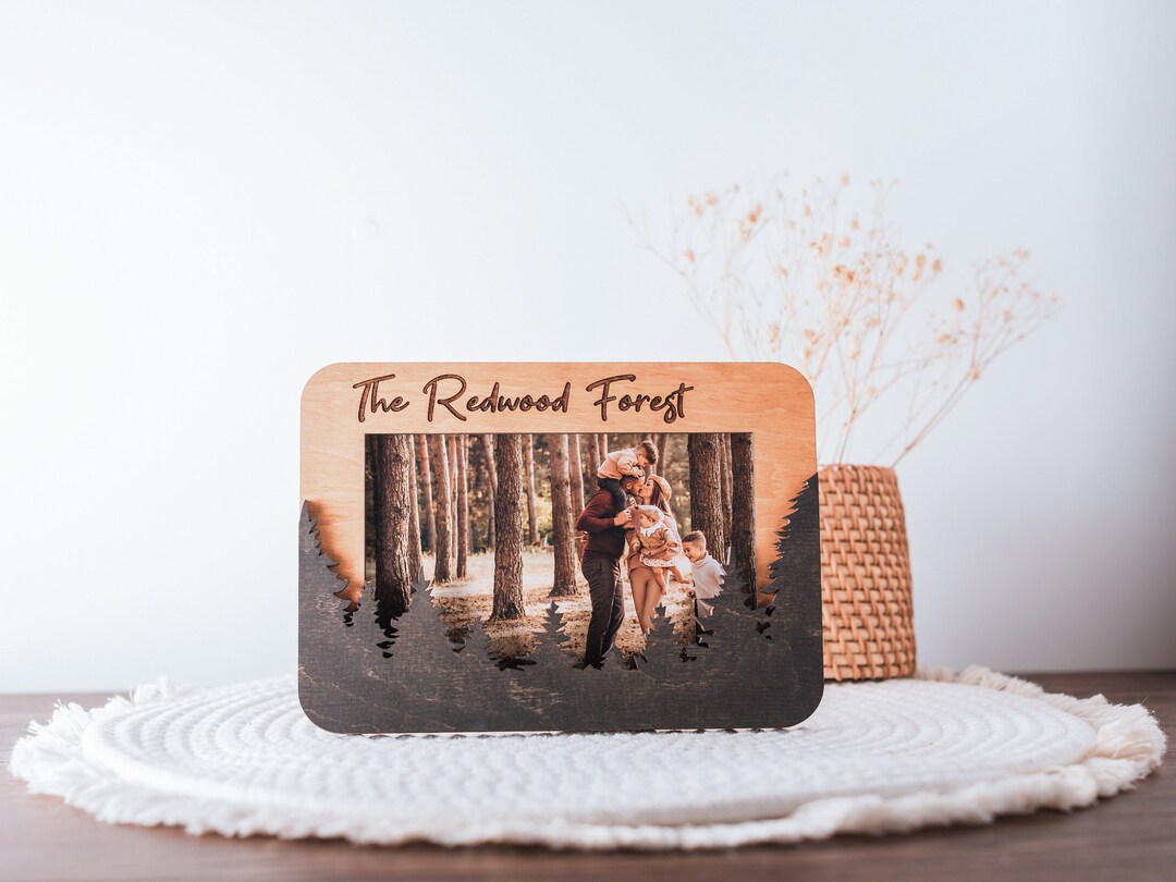 Personalized Photo Frame Decorated With a Forest Outline Custom Color ...