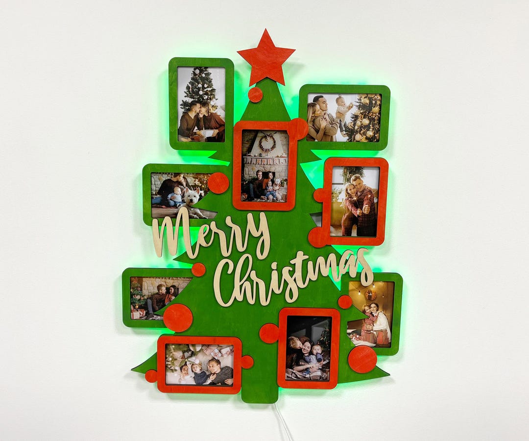 Custom Christmas Picture Frame Collage With LED Lights Modern Christmas ...