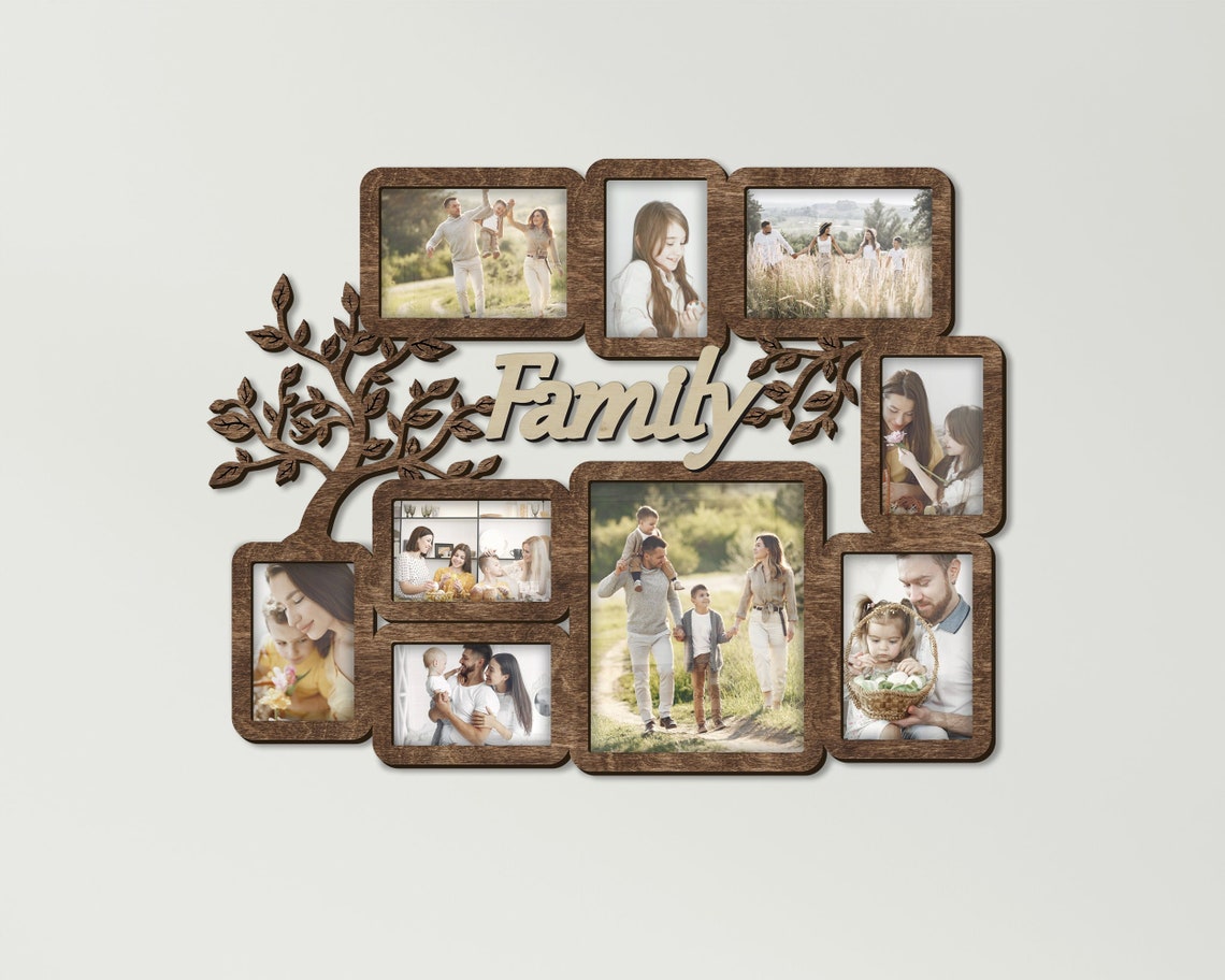 Family Tree Picture Frame Collage Rustic Home Decor Family Sign ...