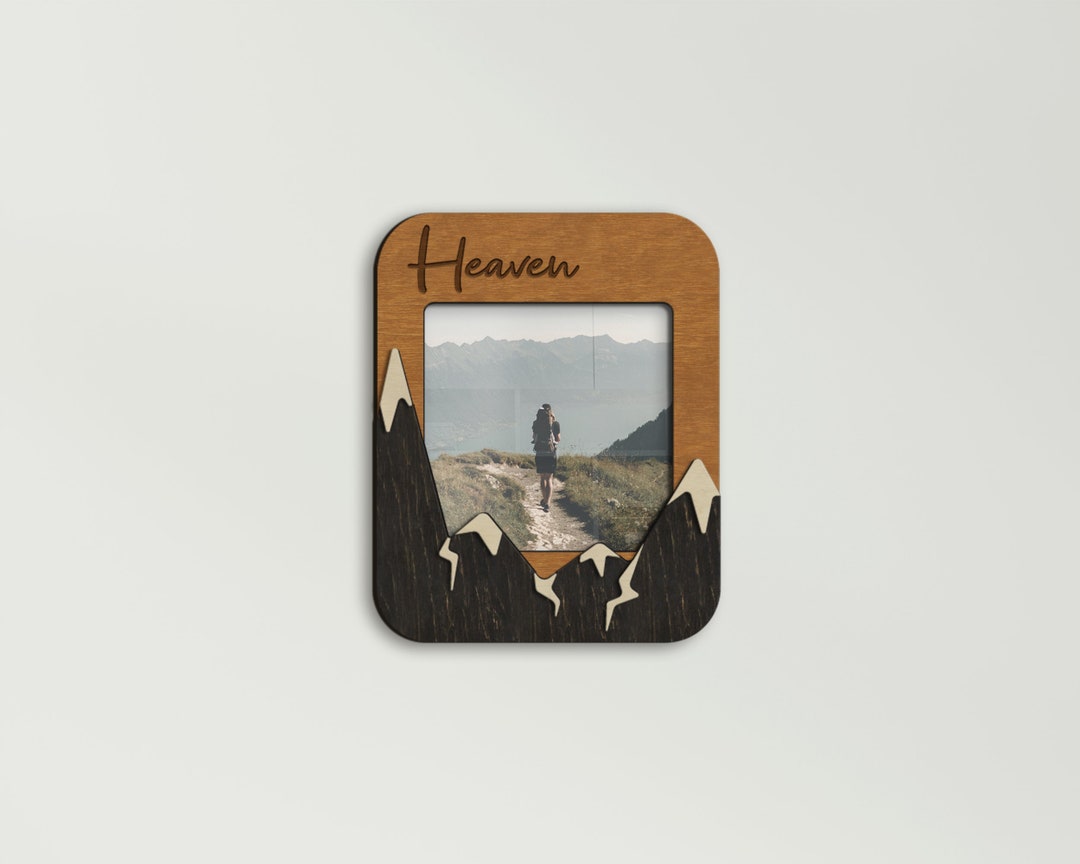 Personalized Mountain Photo Frame Custom Color 4x4 Picture Frame Ski ...