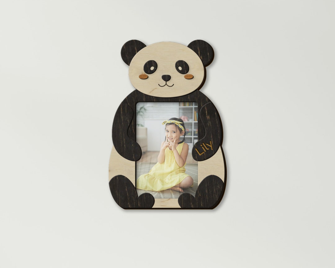 Personalized Panda Holding a Photo Wooden 4x6 Picture Frame Nursery ...