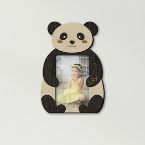Personalized Panda Holding a Photo Wooden 4x6 Picture Frame Nursery ...