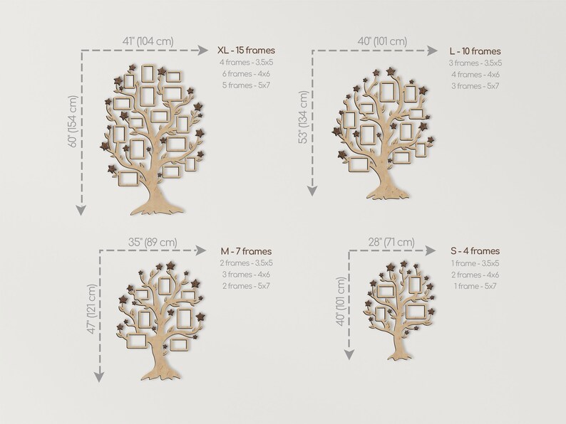 Tall Family Tree With Photo Frames - Wooden Rustic Picture Frame ...