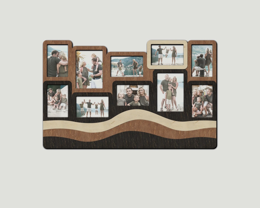 Wooden Picture Frame Wave Collage Custom Happy Birthday Gifts Wall Art ...