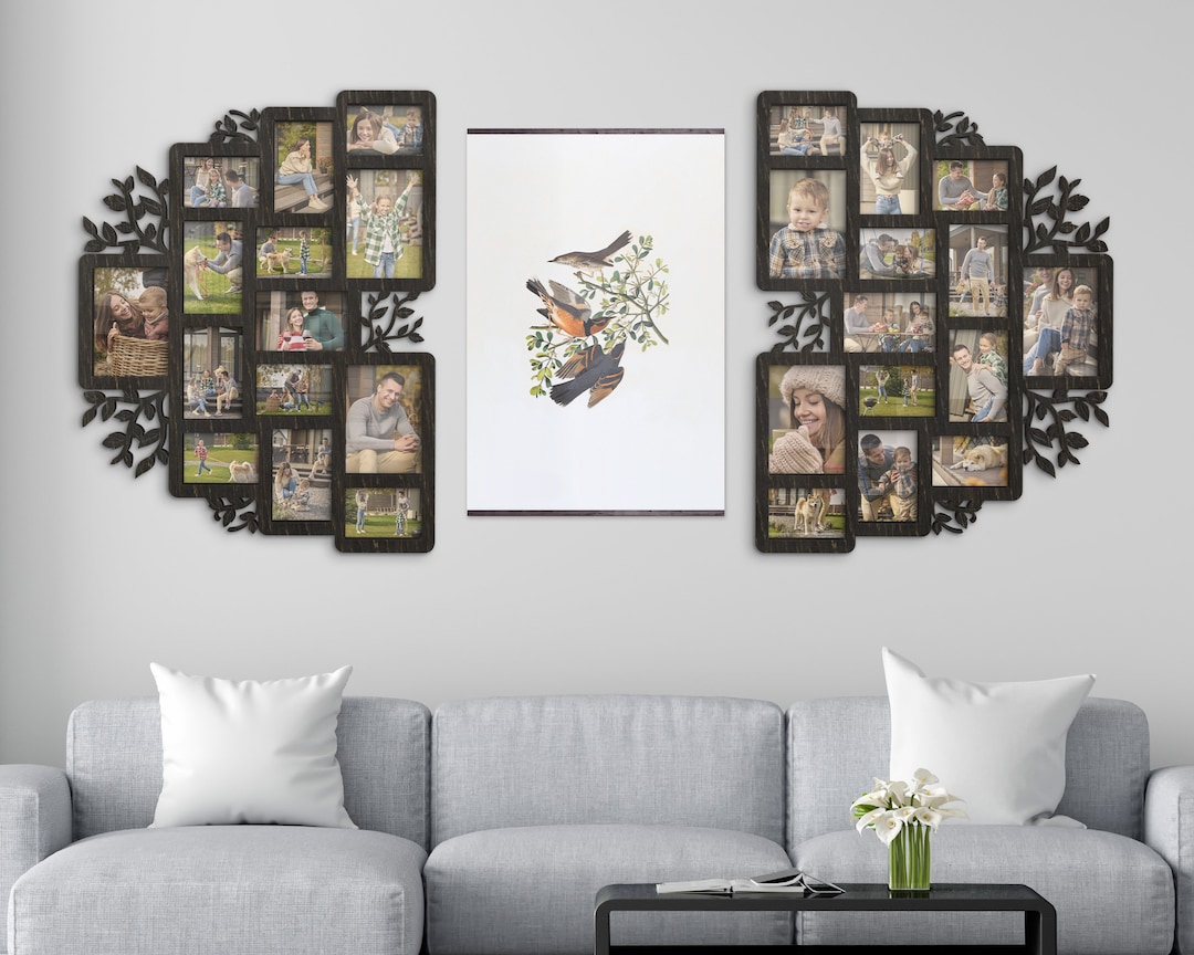 Wall-mounted Photo Frame Collage Split in Two Family Wall Decor Family ...