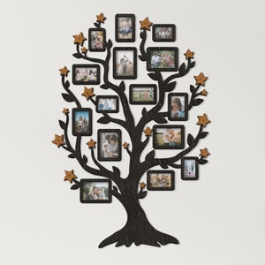 Large Family Tree Picture Frame Collage Wooden Tree Wall Art Star ...