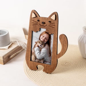 Personalized Cat Shaped Photo Frame Custom Color Nursery Decor Wooden ...
