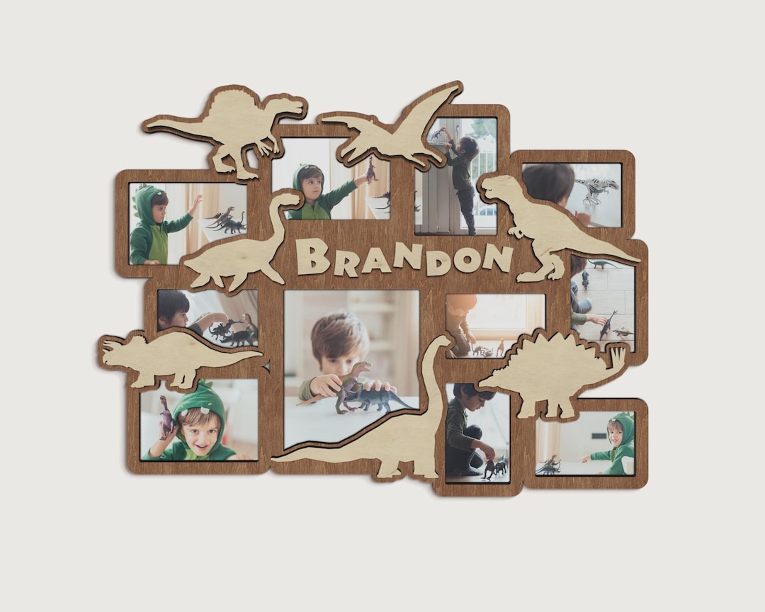 Wooden Dinosaur Picture Frame Personalized Dino Frame Collage for ...
