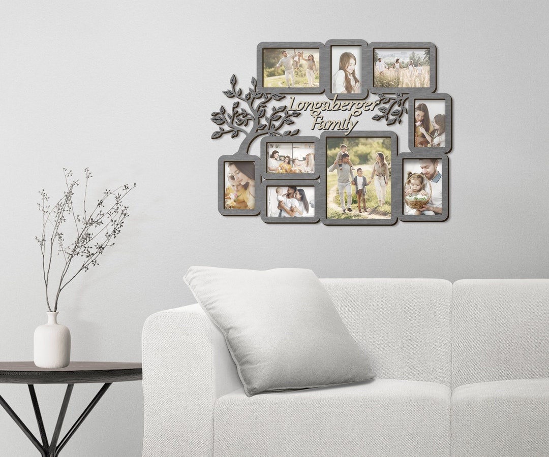 Family Tree Picture Frame Collage Rustic Home Decor Housewarming Gift ...