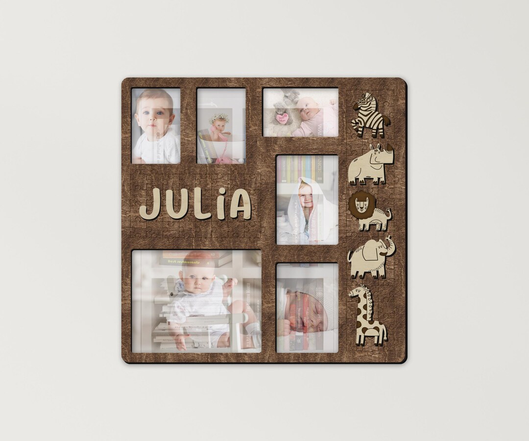 Personalized Kids Picture Frame Engraved Name Cute Animal Decor Baby ...