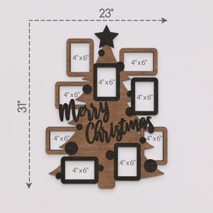 Christmas Tree Photo Frame Collage Wooden Merry Christmas Sign Custom ...