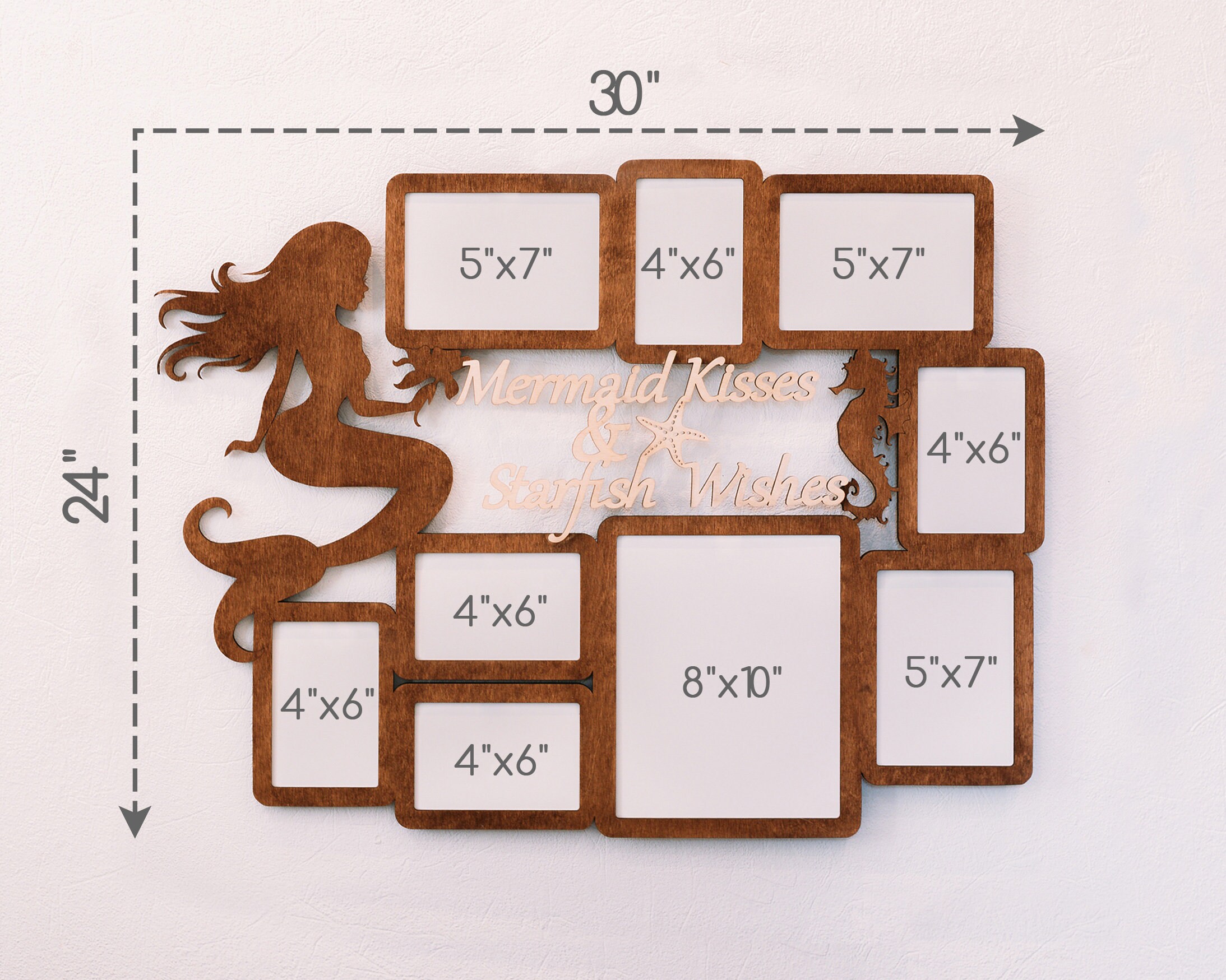 Mermaid personalized photo family collage made of wood Mermaid | Etsy