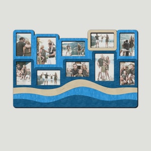 Wooden Picture Frame Wave Collage Custom Happy Birthday Gifts Wall Art ...
