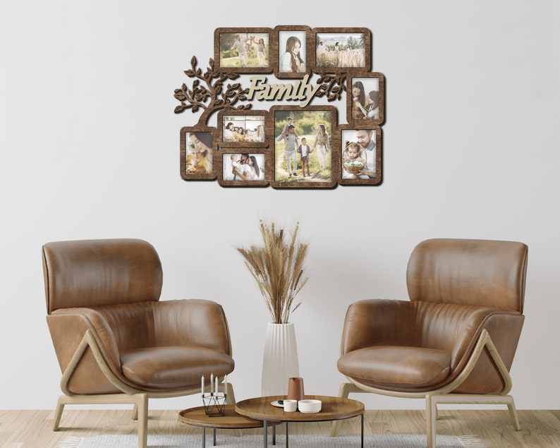 Wooden Picture Frame Collage Family Tree Wall Decor Rustic Wall Gallery ...