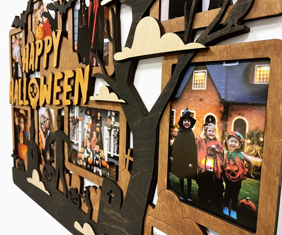 Halloween Photo Frame Collage Custom Color Holiday Wall Decor Happy ...