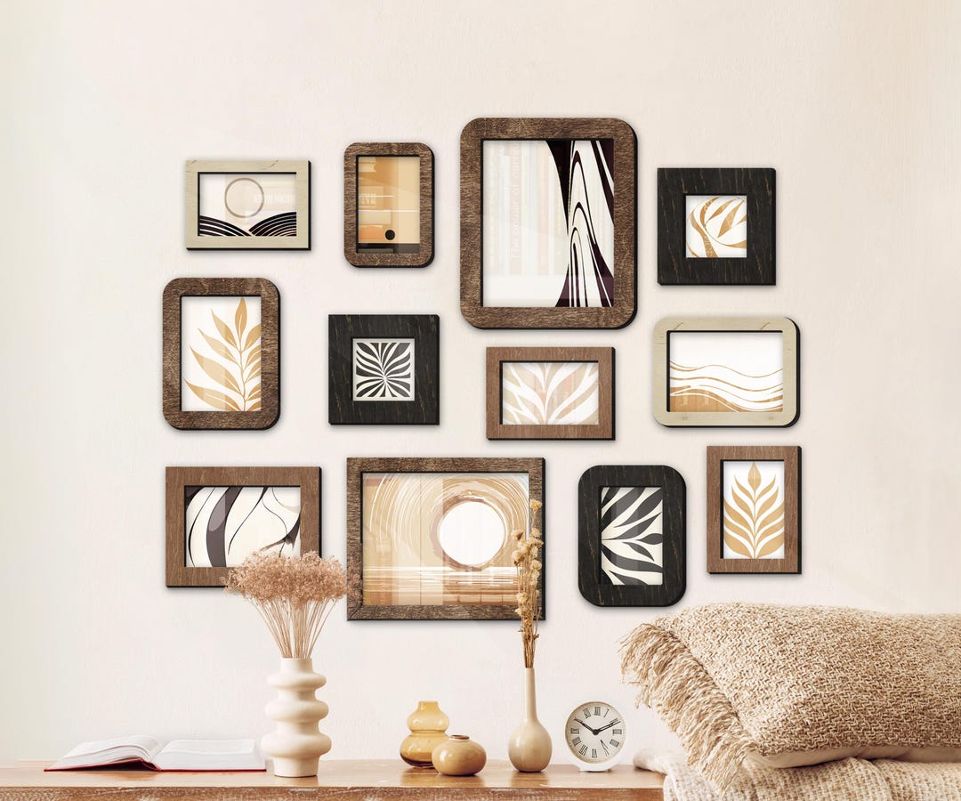 Custom Rustic Wall Mounted Picture Frame Collage - 12 Piece Family ...