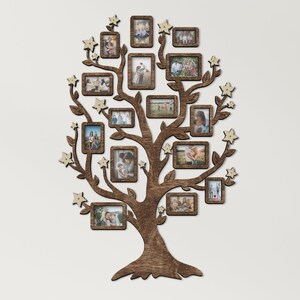 Large Family Tree Picture Frame Collage Wooden Tree Wall Art Star ...