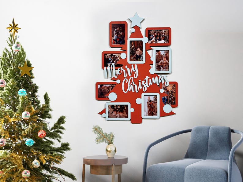Custom Christmas Picture Frame Collage Christmas Tree Picture Frame ...