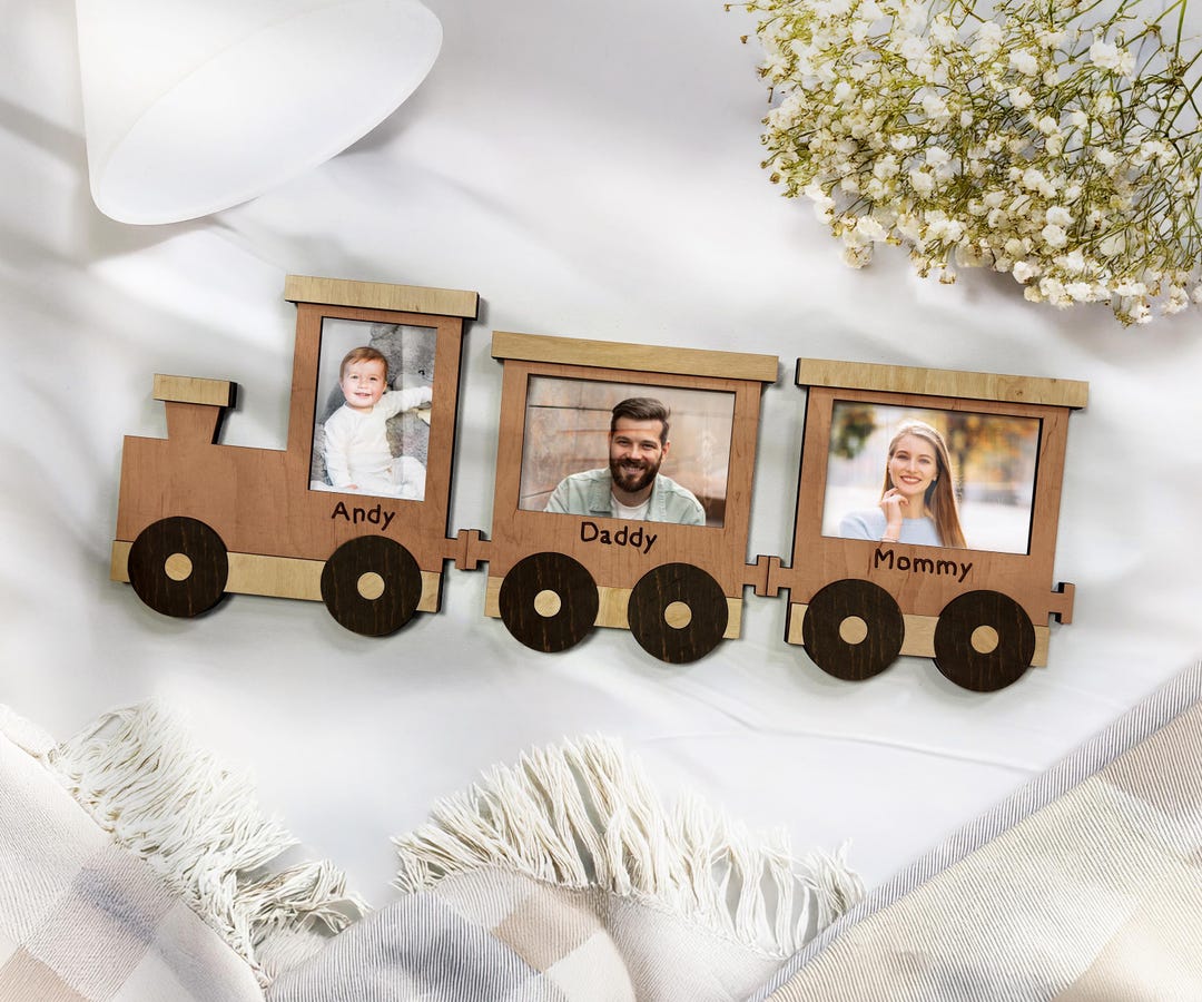 Wooden Train Frame Set for Baby Boy Nursery - Personalized Kids Room ...