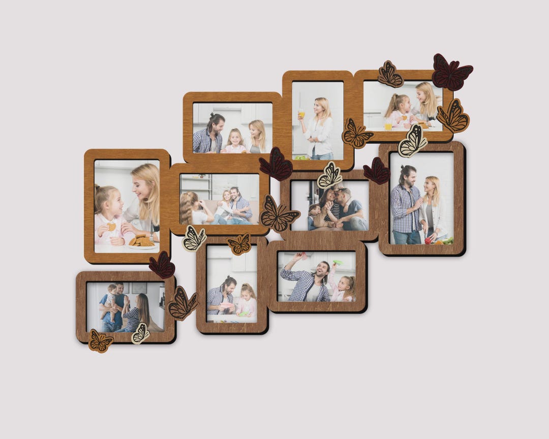 Wooden Photo Gallery Decor for Kid's Playroom Custom Butterfly Picture ...