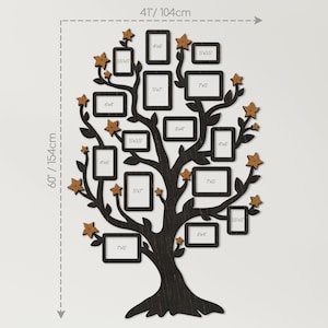 Large Family Tree Picture Frame Collage Wooden Tree Wall Art Star ...