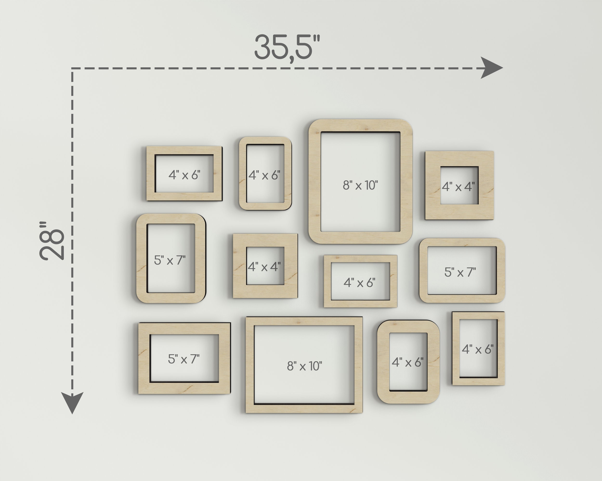 12 Pieces Wall Mounted Wooden Photo Frame Set Different Size - Etsy