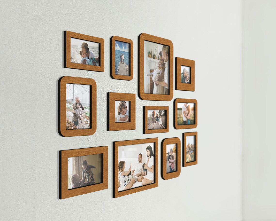 12 Pieces Wall Mounted Wooden Photo Frame Set Different Size - Etsy
