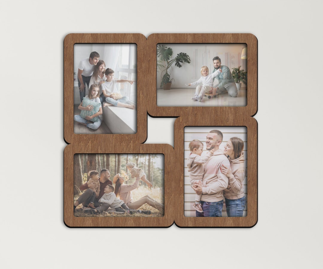 Wooden Picture Frame Collage 4 Photo Openings 4x6 Square Frame ...