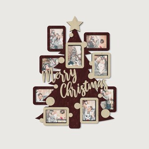 Christmas Tree Photo Frame Collage Wooden Merry Christmas Sign Custom ...