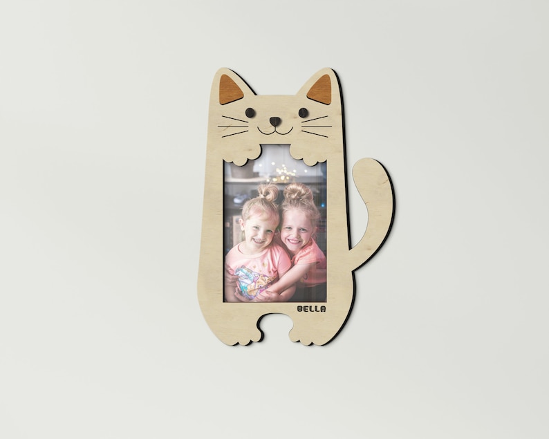 Personalized Cat Shaped Photo Frame Custom Color Nursery Decor - Etsy