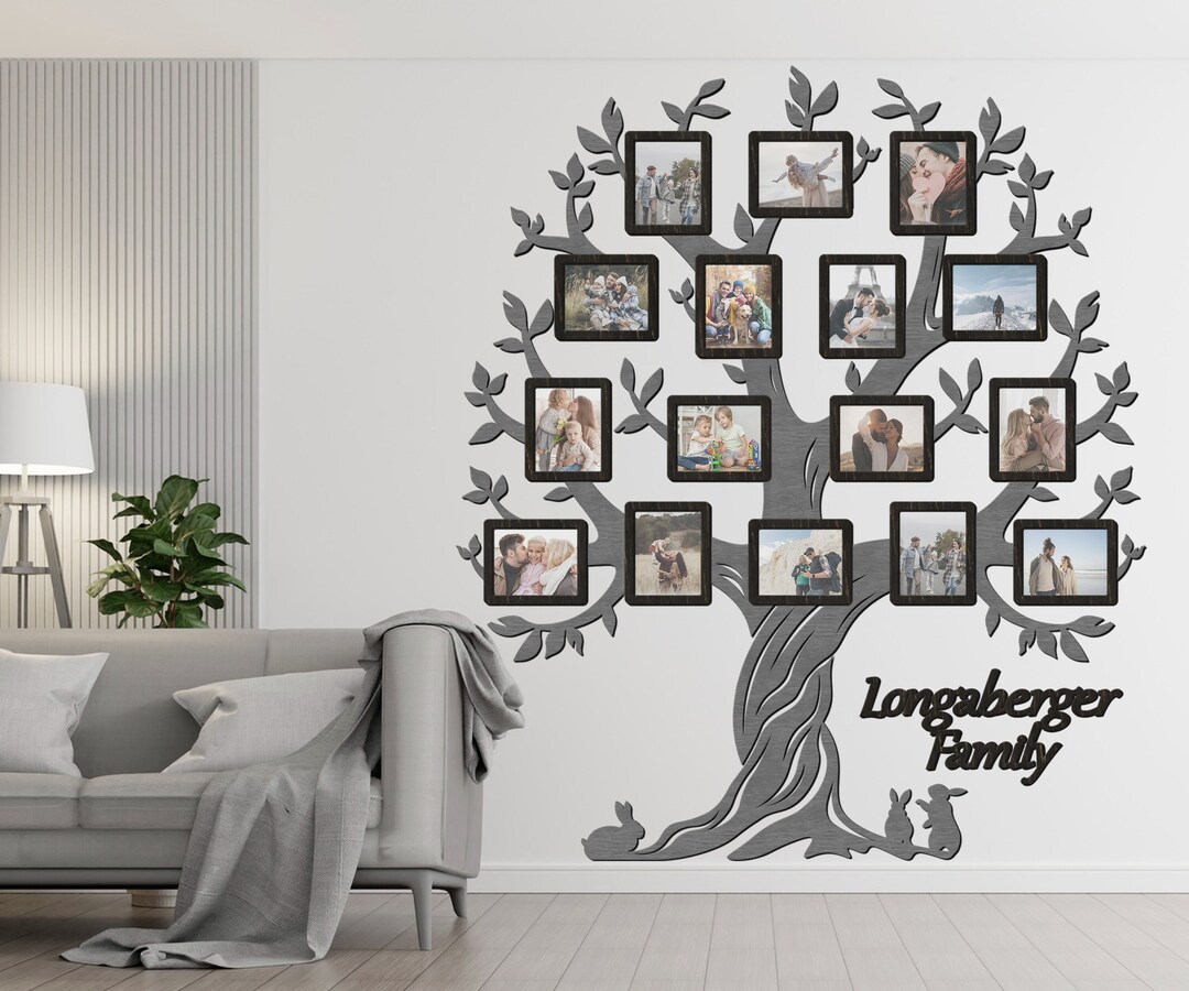 Custom Large Family Tree Picture Frame Collage Housewarming Gift Wooden ...