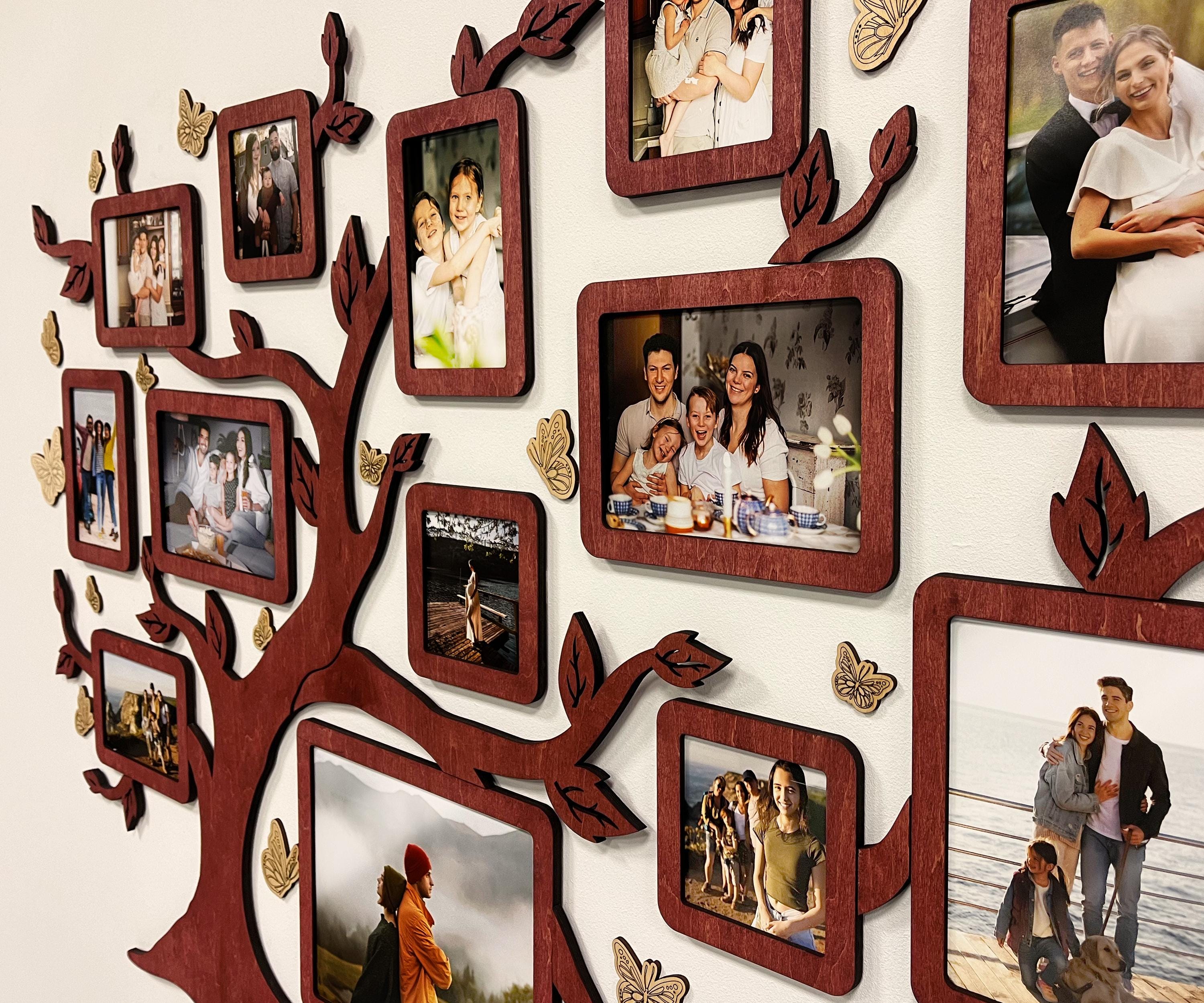 Wooden Family Tree Wall Art Collage Picture Frames for Wall Butterfly ...