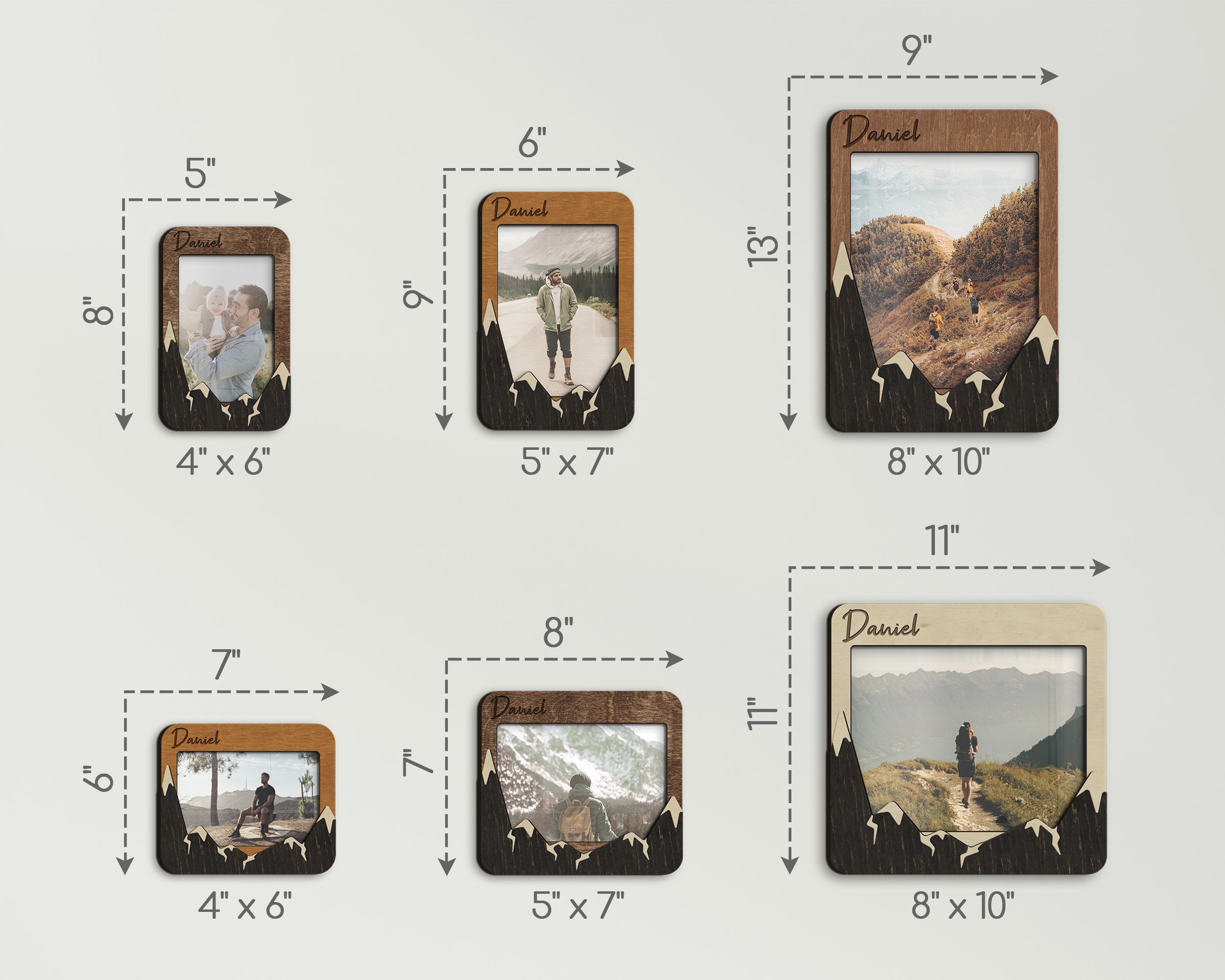 Personalized Mountain Photo Frame Custom Color Name Sign Gift - Etsy