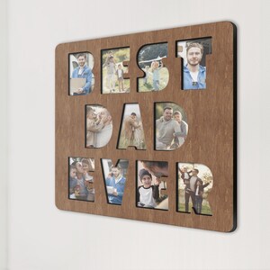Custom Father's Day Gifts Best Dad Ever Sign Multi Photo Frame Collage ...